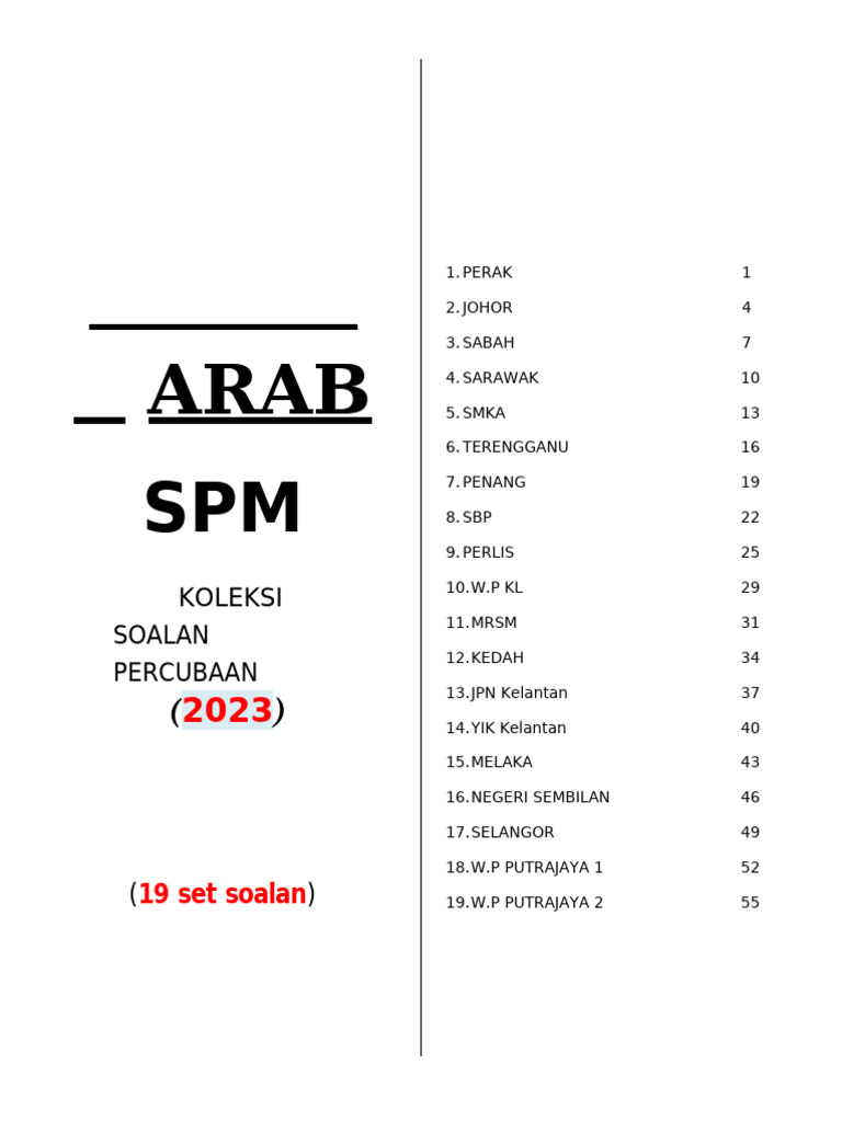 2023 Bahasa Arab - 19 Set (1) | PDF