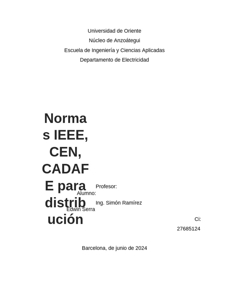 Normas IEEE y CADAFE en Electricidad | PDF | Ingenieria Eléctrica ...