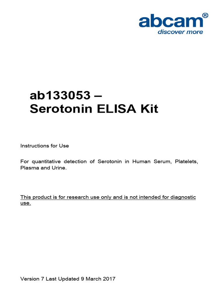 Abcam - Serotonin ELISA Kit | PDF | Elisa