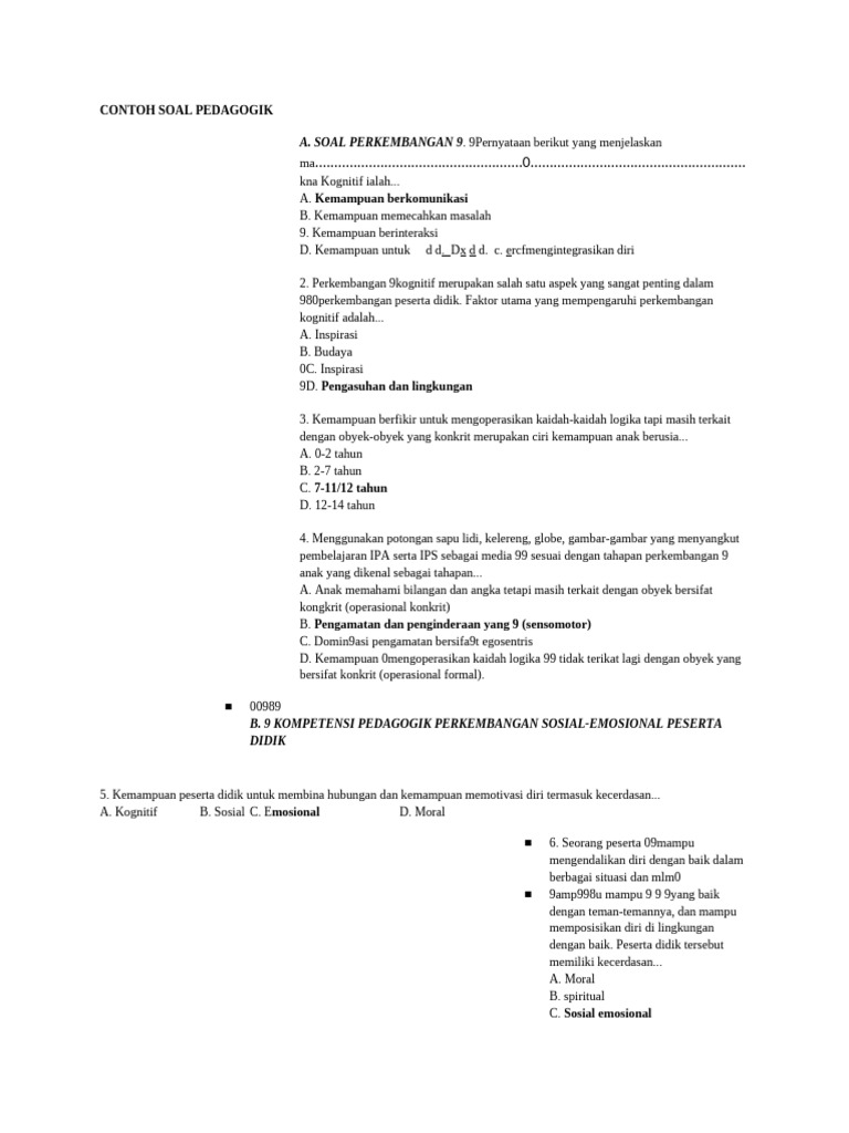 Contoh Soal Pedagogik | PDF | Karier & Perkembangan