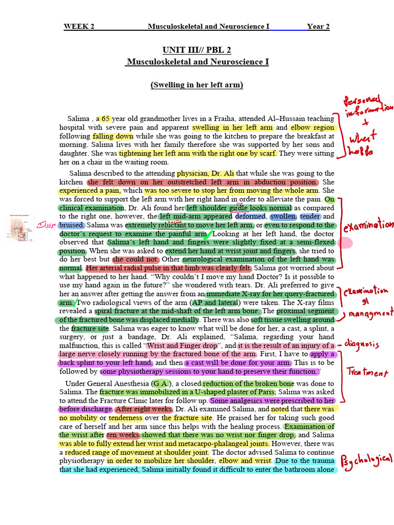 Unit3-Week2 Case (Arm Swelling) | PDF | Arm | Hand