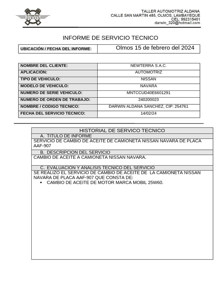 Plantilla Informe de Servicio Tecnico | PDF | Tecnología