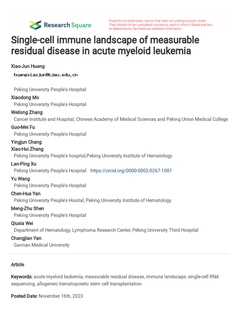 Mrd Scls文章 2024 | PDF | Leukemia | Hematopoietic Stem Cell Transplantation