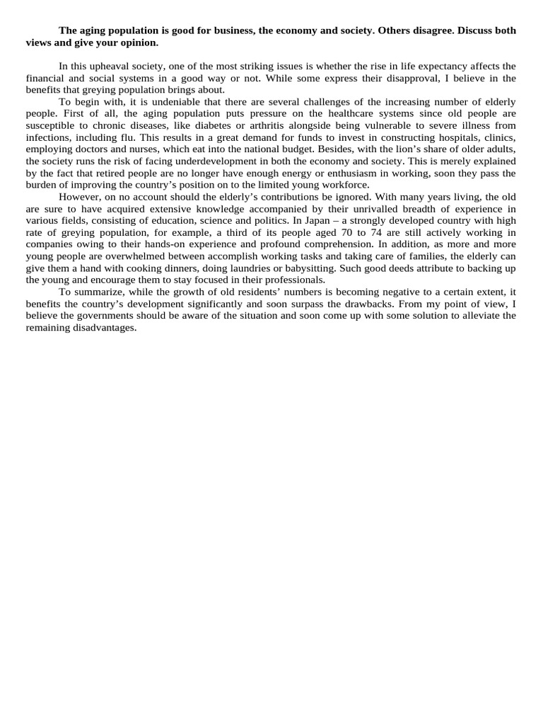 OPINION ESSAY - The Aging Population Is Good For Business, The Economy ...