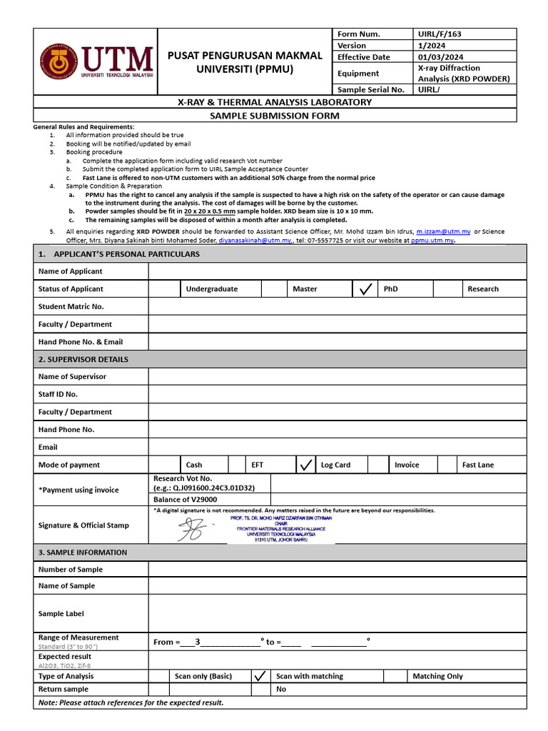 XRD PPMU Form | PDF | X Ray Crystallography | Materials