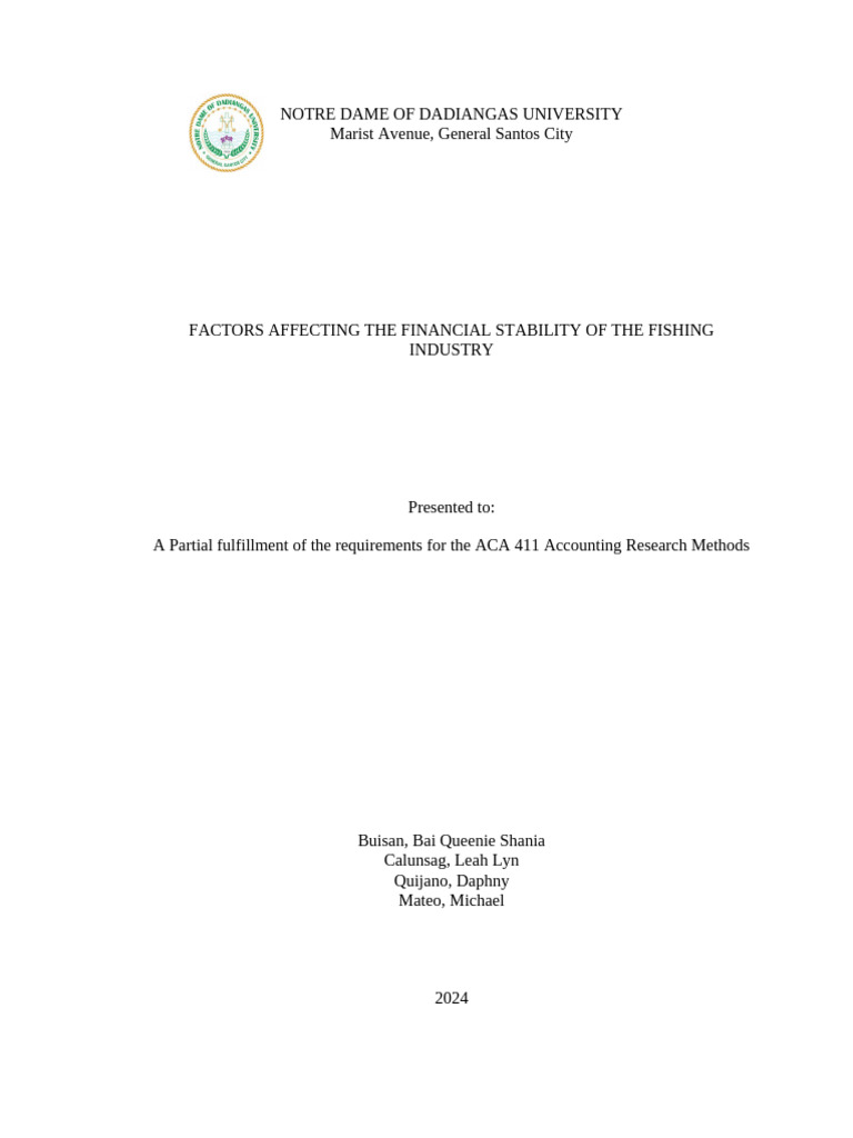Title Page and First Page Research | PDF | Overfishing | Fishery
