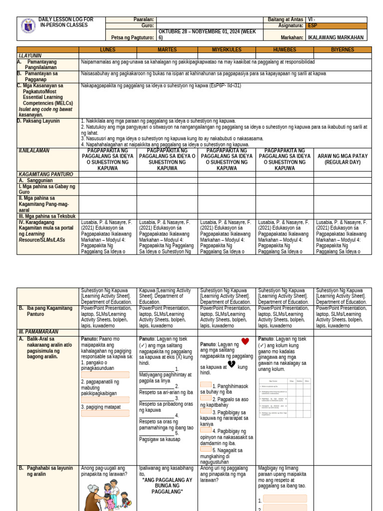 Q2 - Esp - DLL - Week 6 | PDF