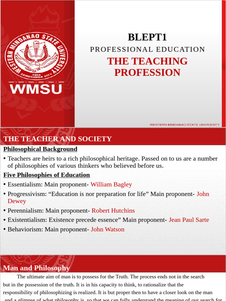 PED 100 Topic 1 of The Teaching Profession | PDF | Reality | Truth