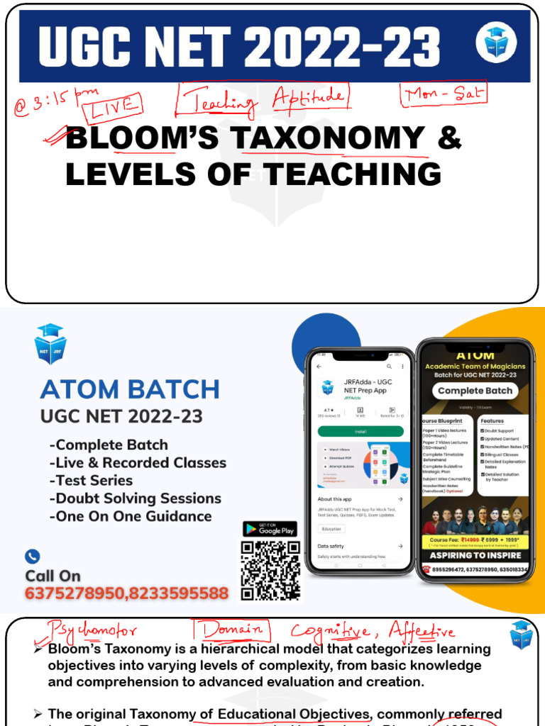Bloom S Taxonomy & Levels of Teaching | PDF