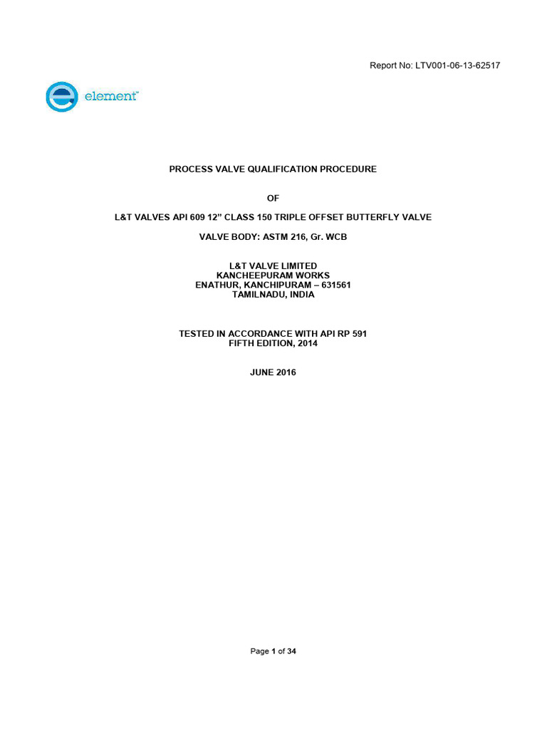 LT Valves Api 591 Tobv | PDF | Valve | Deformation (Engineering)