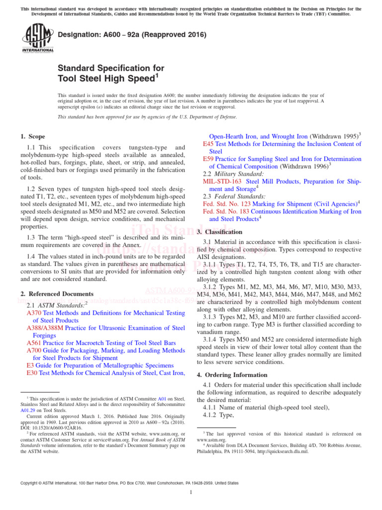 ASTM A600 92a 2016 | PDF | Steel | Metals