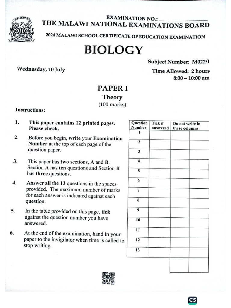 2024 Maneb Biology I | PDF