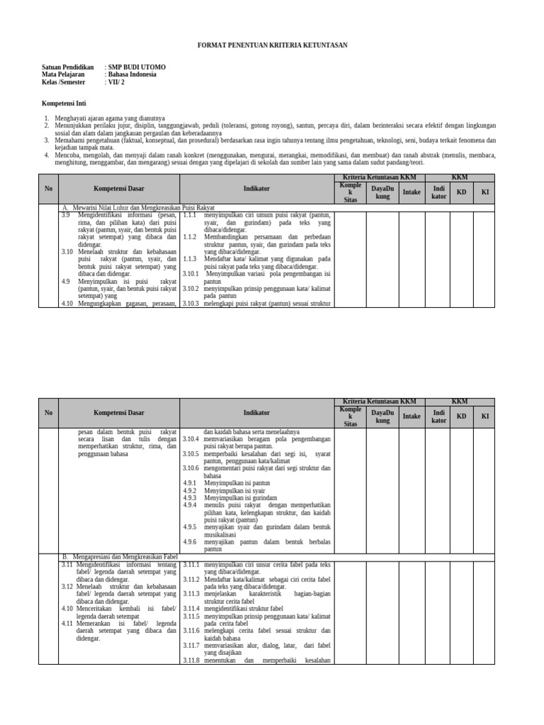 Format Penentuan KKM | PDF