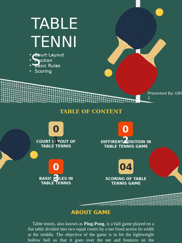 Group 2 Tennis Table | PDF | Table Tennis | Ball Games