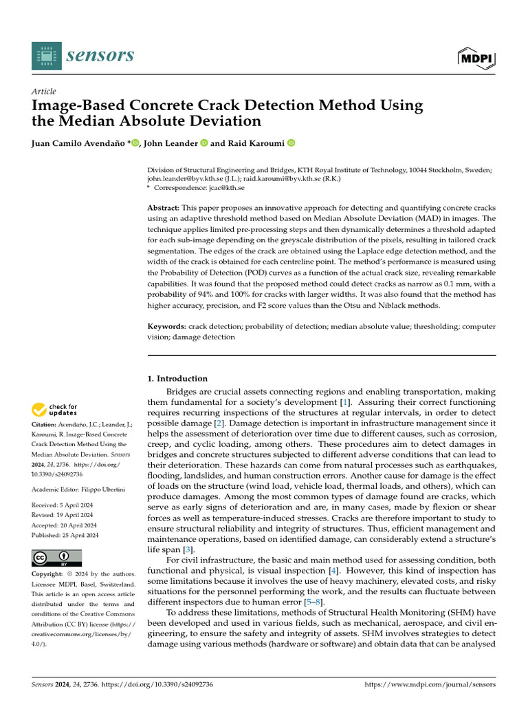 Image-Based Concrete Crack Detection Method Using The Median Absolute ...