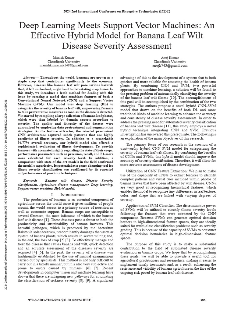 Deep Learning Meets Support Vector Machines An Effective Hybrid Model For Banana Leaf Wilt ...