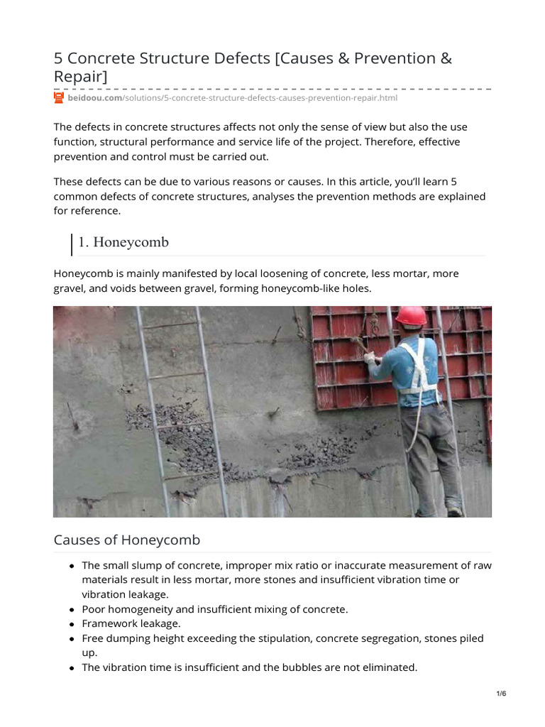 5 Concrete Structure Defects Causes Prevention Repair | PDF | Concrete ...