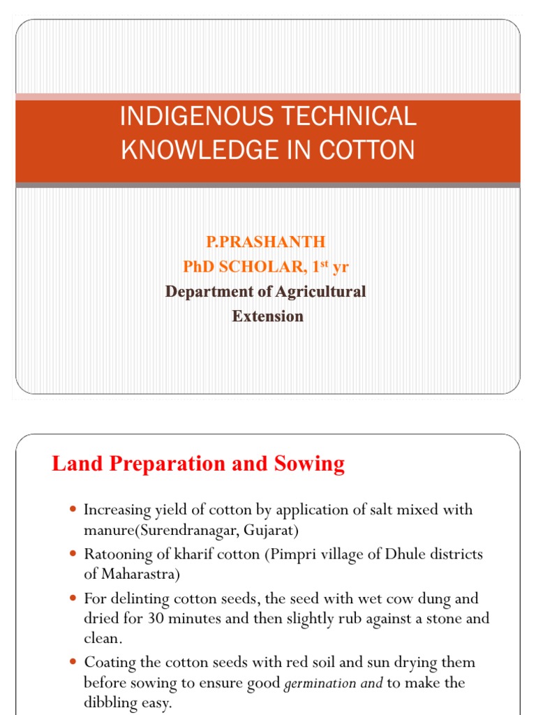 Indigenous Technical Knowledge in Cotton | PDF