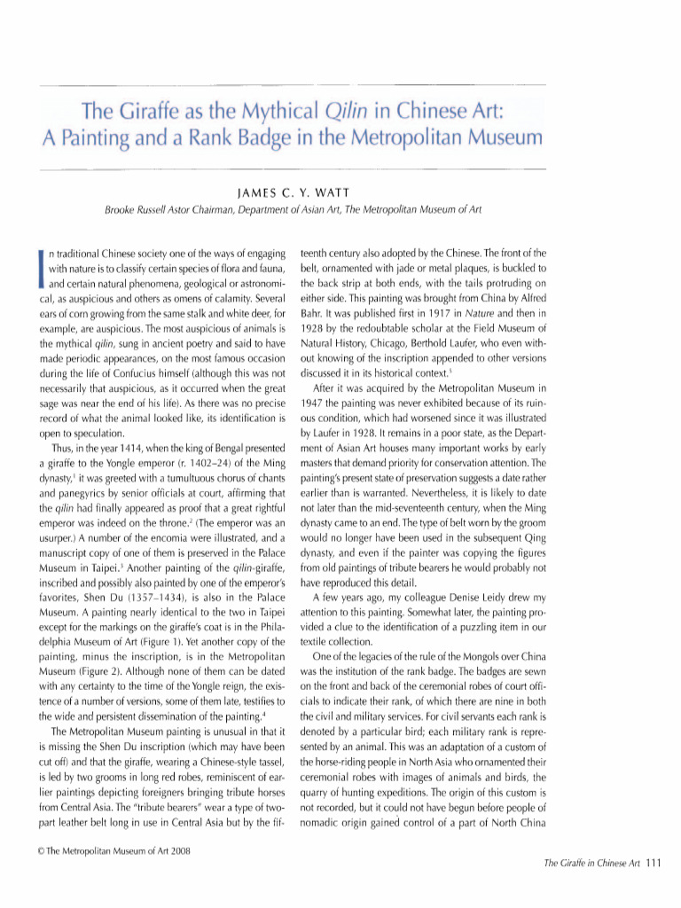 The Giraffe As The Mythical Qilin in Chinese Art The Metropolitan ...