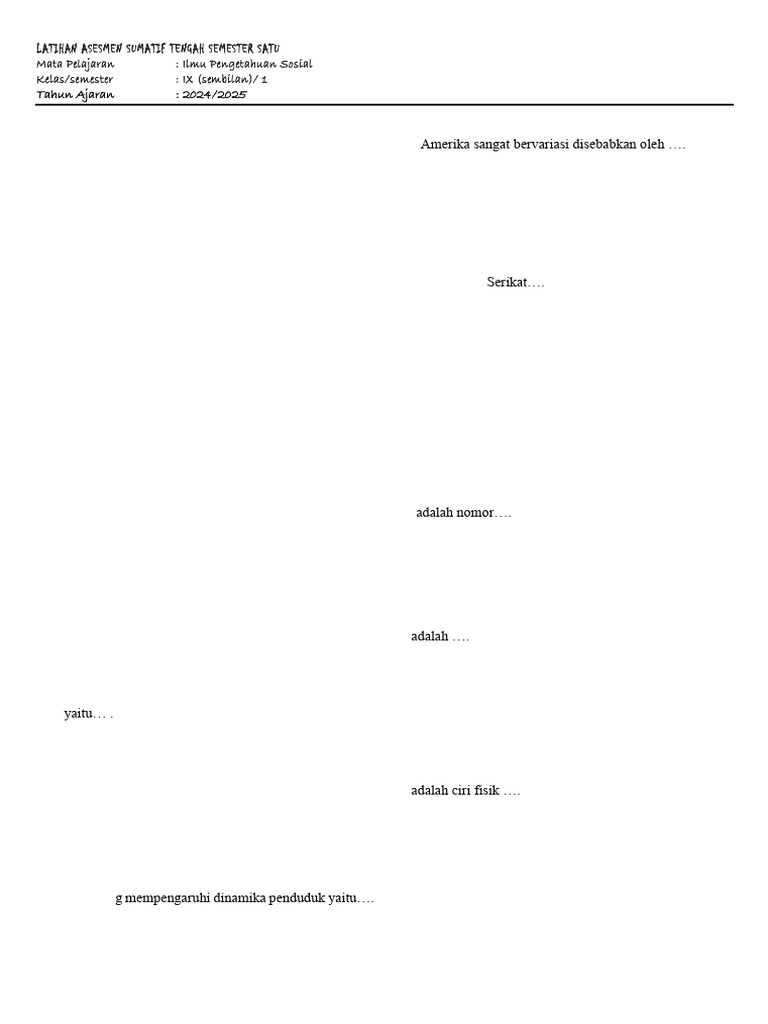 Latihan ASTS IPS 9 | PDF | Perjalanan