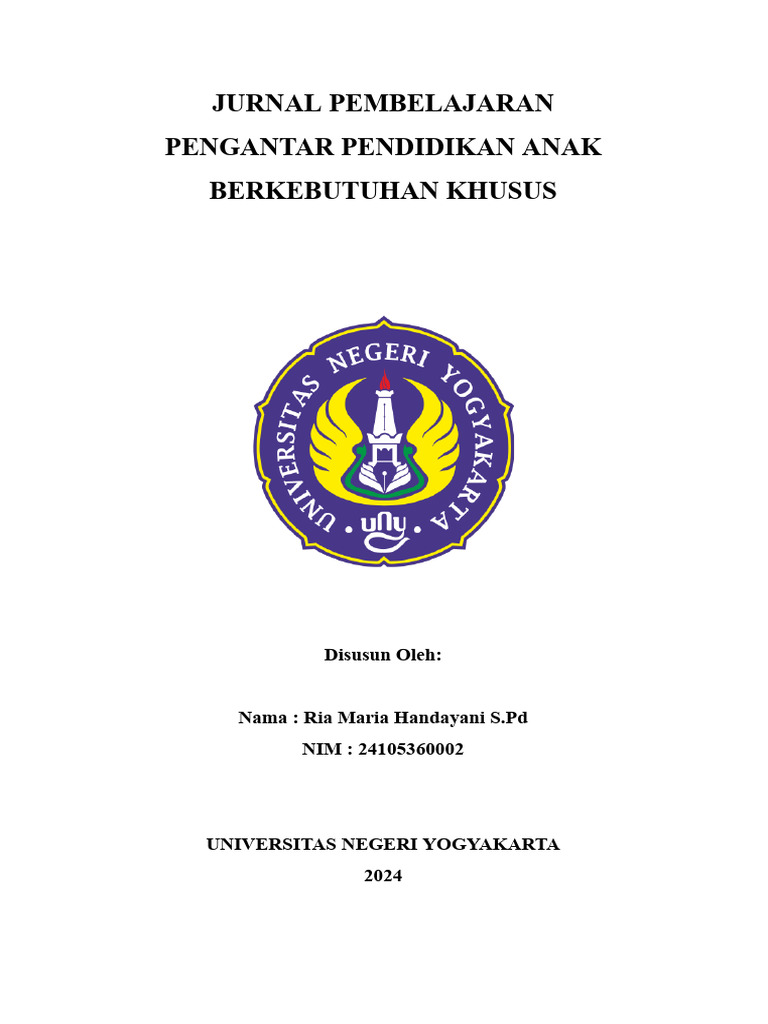 JURNAL PEMBELAJARAN Pengantar Pendidikan ABK (Ria Maria Handayani S.PD) | PDF