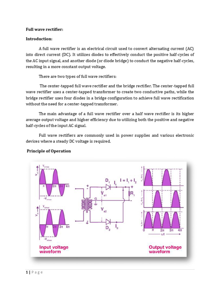 Full Wave Rectifiers Explained | PDF | Rectifier | Direct Current