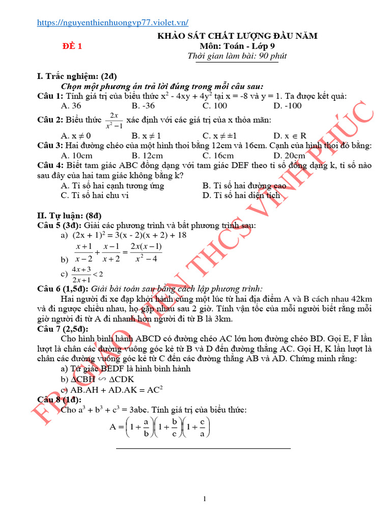 10 de KSCL Dau Nam Toan 9 | PDF