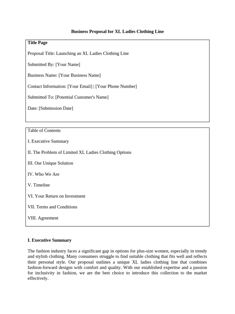 XL Ladies Clothing Line Proposal | PDF | Fashion | Clothing