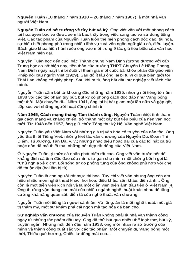 Nguyễn Tuân& Nguyễn Dữ | PDF