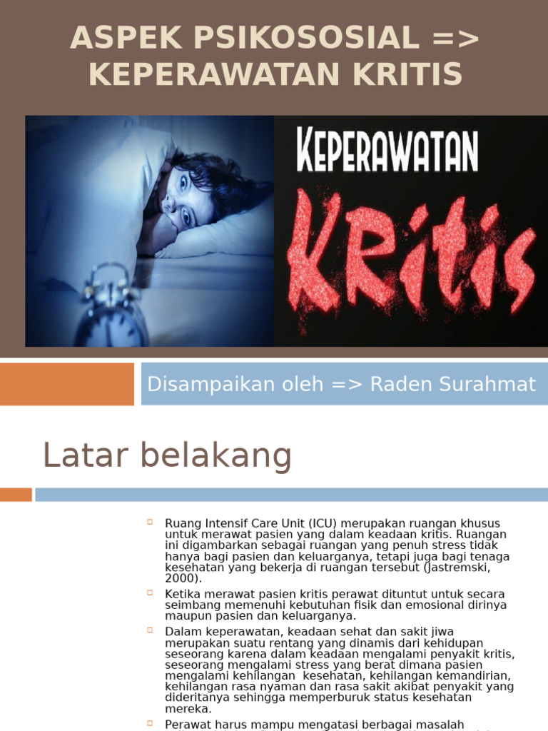p4 Aspek Psikososial Keperawatan Kritis | PDF