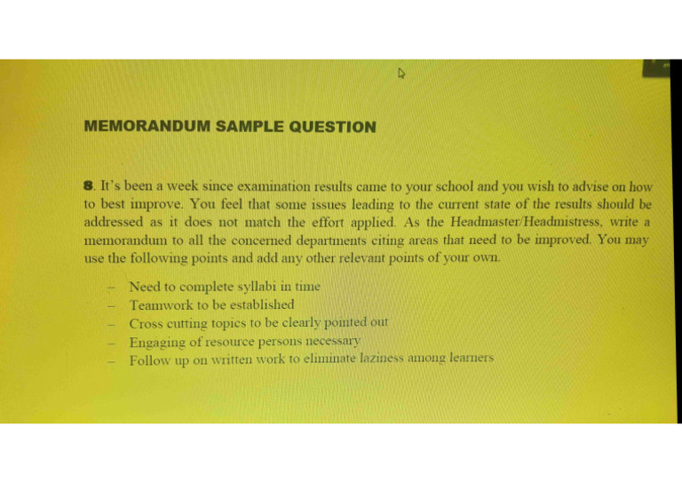 Memorandum Question | PDF