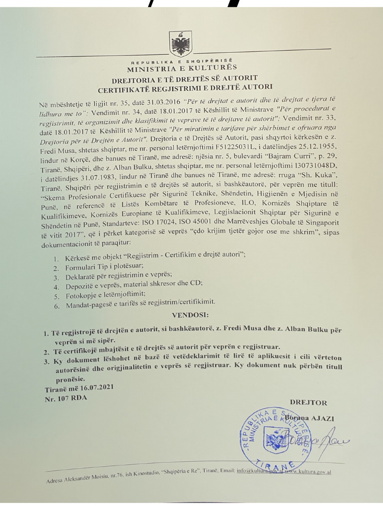 Certifikata e Te Drejtes Se Autorit | PDF