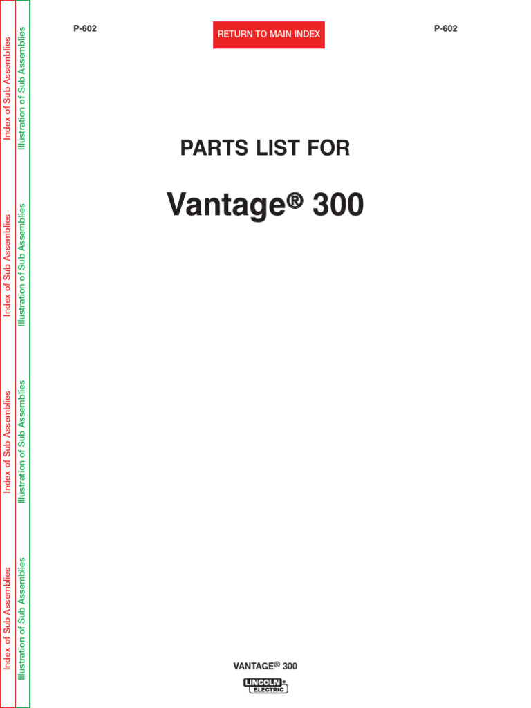 Parts List Vantage 300 P602 | PDF | Screw | Electrical Engineering
