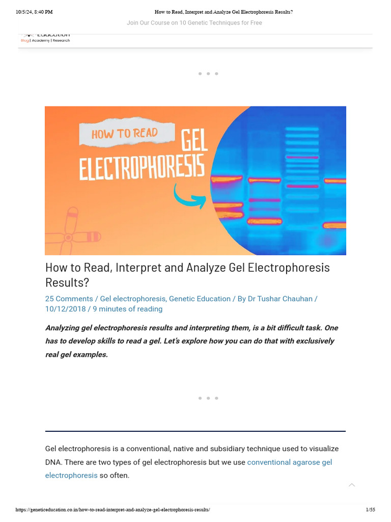 Interpreting Gel Electrophoresis Results | PDF | Gel Electrophoresis ...