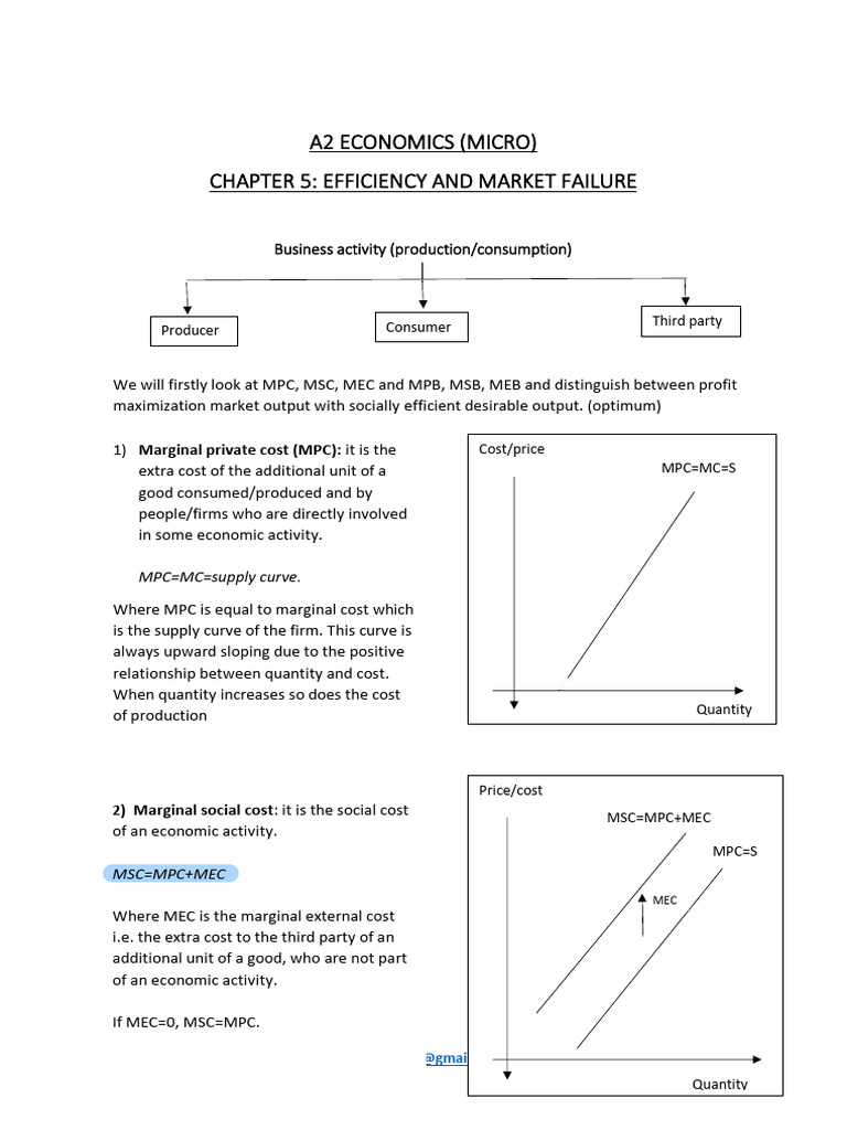 A2 Economics Chapter 5 | PDF | Marginal Cost | Pareto Efficiency