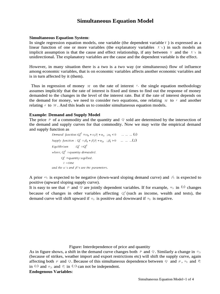 Simultaneous Equation System | PDF | Demand | Endogeneity (Econometrics)