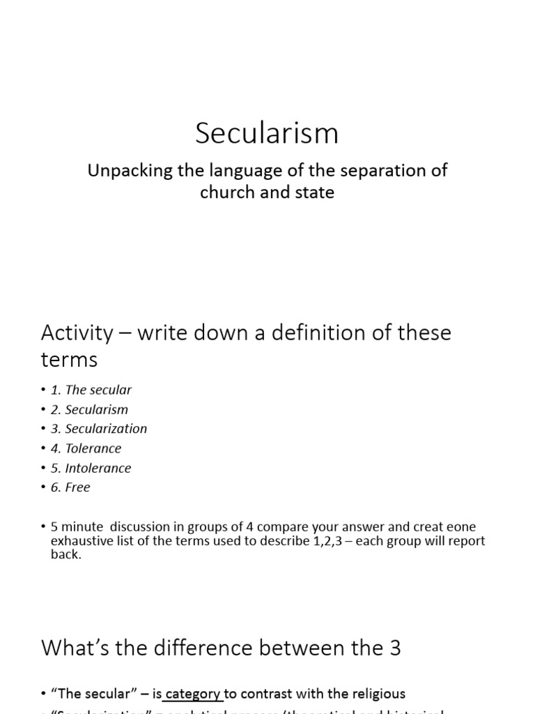 Secularism Powerpoint Slides | PDF | Secularism | Separation Of Church ...