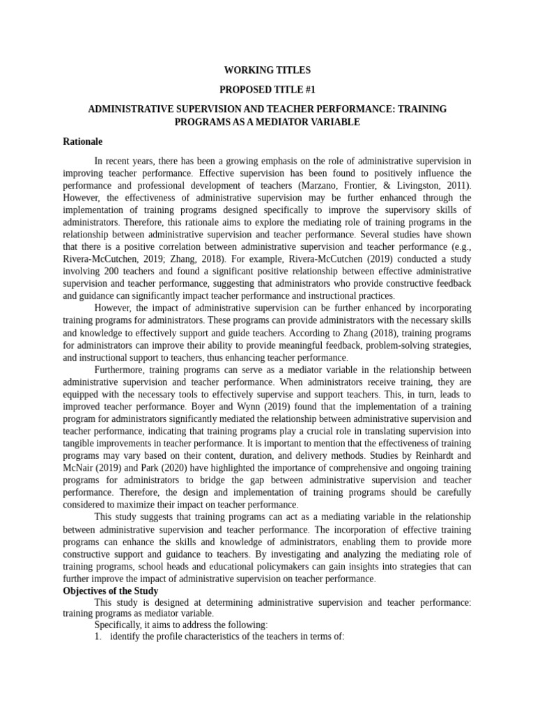 Sample - Working Titles | PDF | Teachers | Cognition