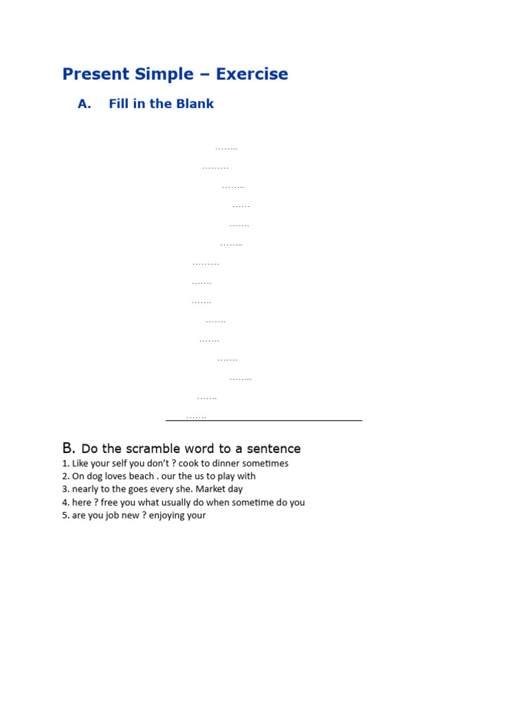 Quiz Present Simple-A2 | PDF | Language Arts & Discipline