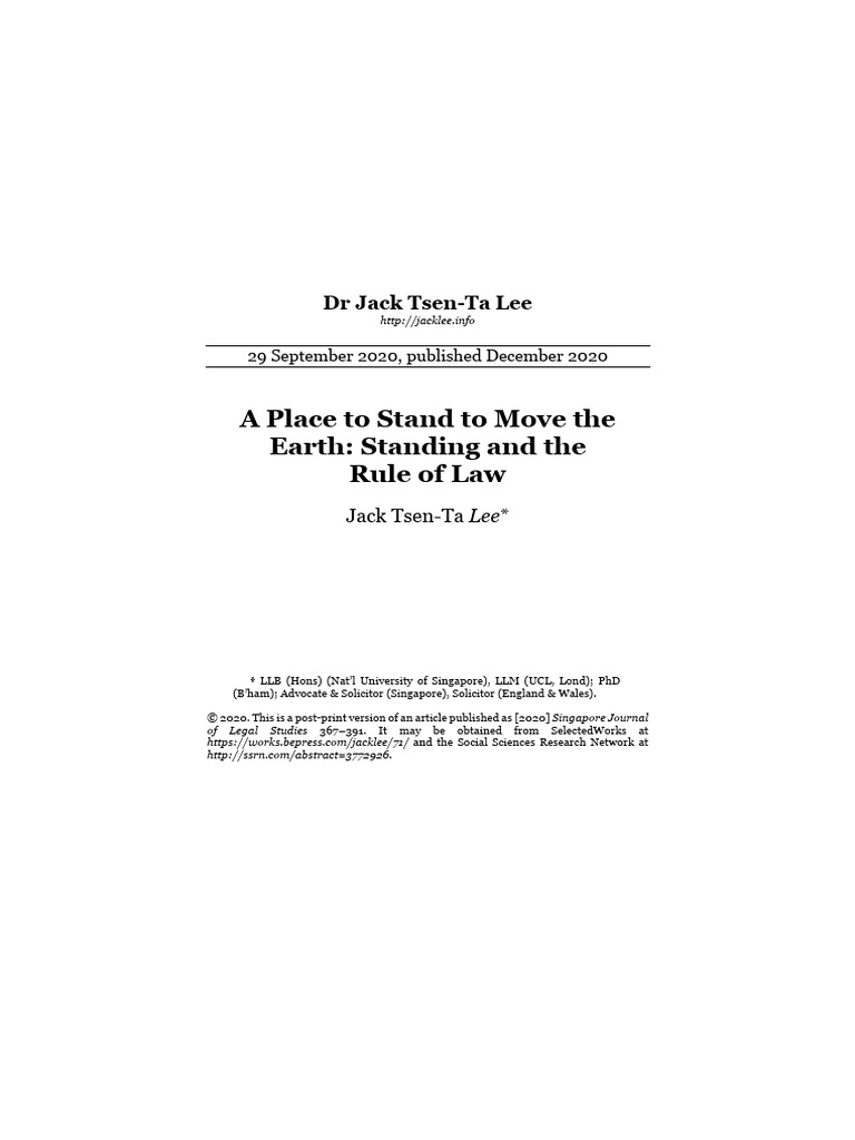 A Place To Stand To Move The Earth Stand | PDF | Standing (Law ...
