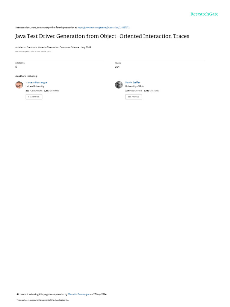 Java Test Driver Generation From Object-Oriented I | PDF | Method ...