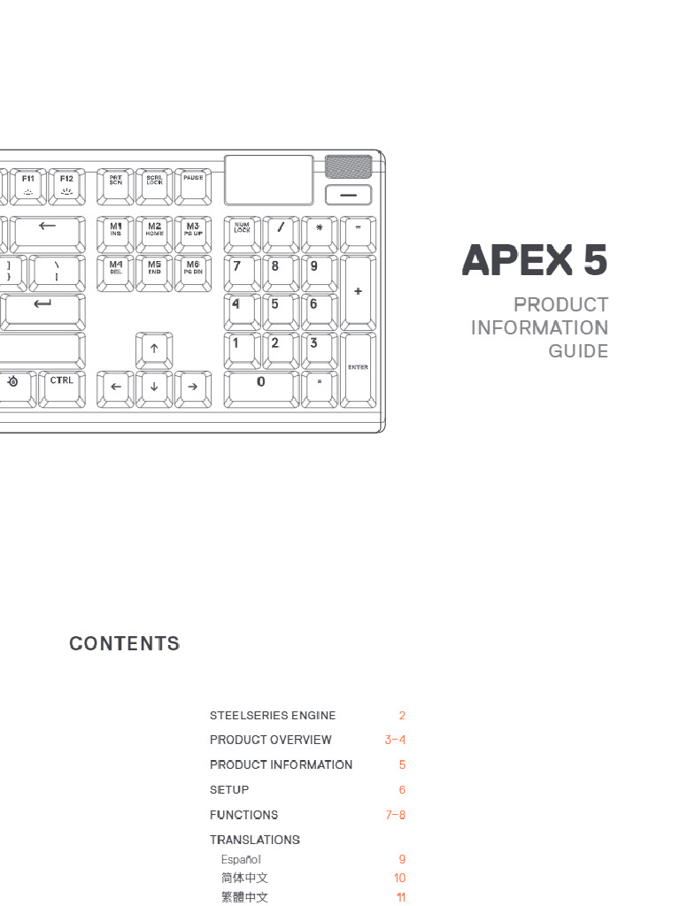 SteelSeries Apex 5 Hybrid Mechanical Gaming Keyboard User Manual ...