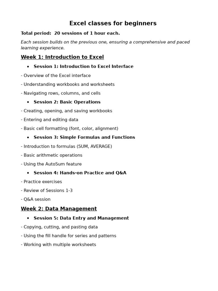 Excel Classes For Beginners | PDF | Microsoft Excel | Information ...