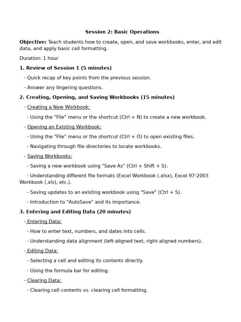 Excel Basics: Create, Edit, Format Workbooks | PDF | Microsoft Excel ...