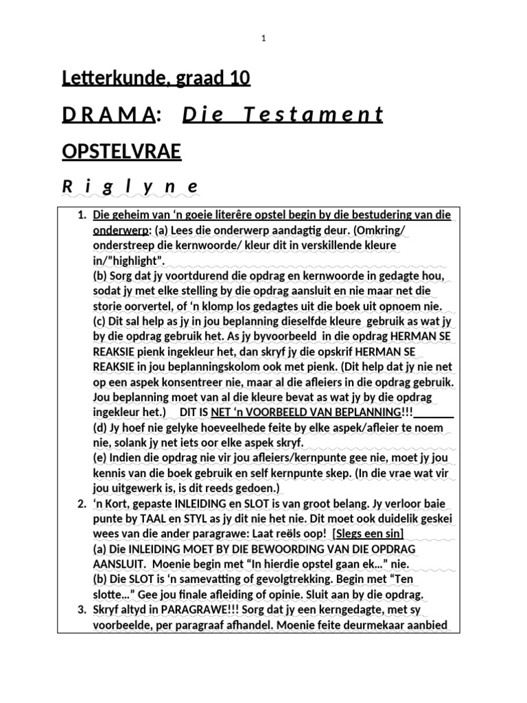 Opstelvrae Die Testament | PDF