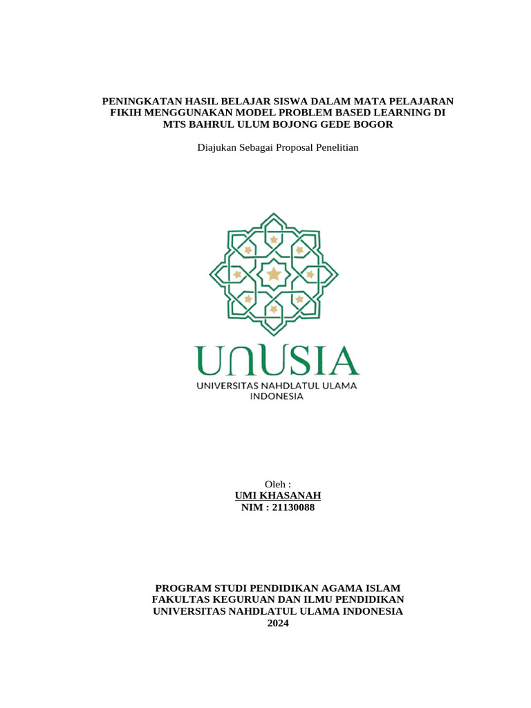 Proposal Skripsi Umi Khasanah 1 | PDF