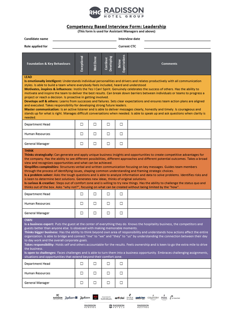 Interview Evaluation Form - Leadership | PDF | Communication | Leadership