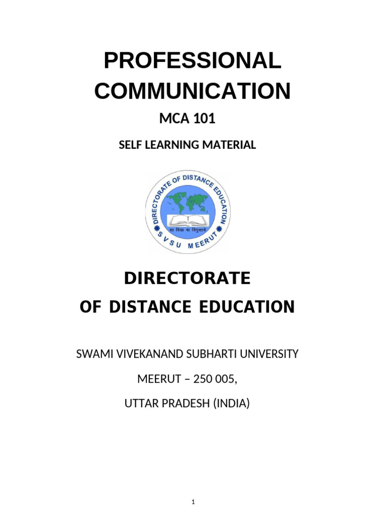 Professional Communication Mca 101 Pdf Communication Nonverbal Communication 