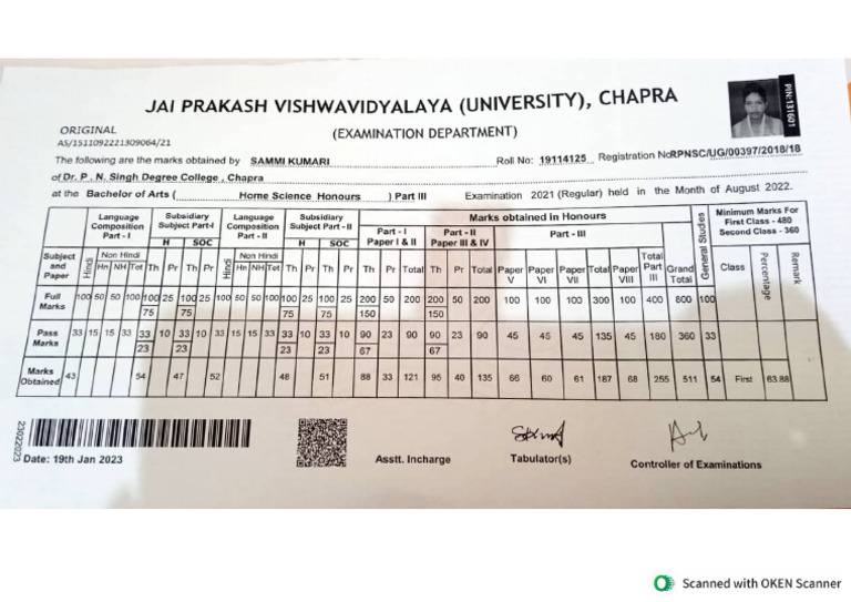 BA LST Marksheet | PDF