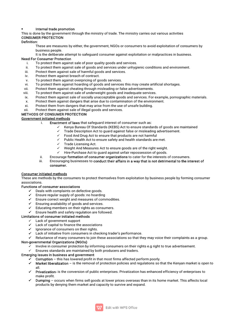 Business Studies Form 2 Government and Business Notes Continuation ...
